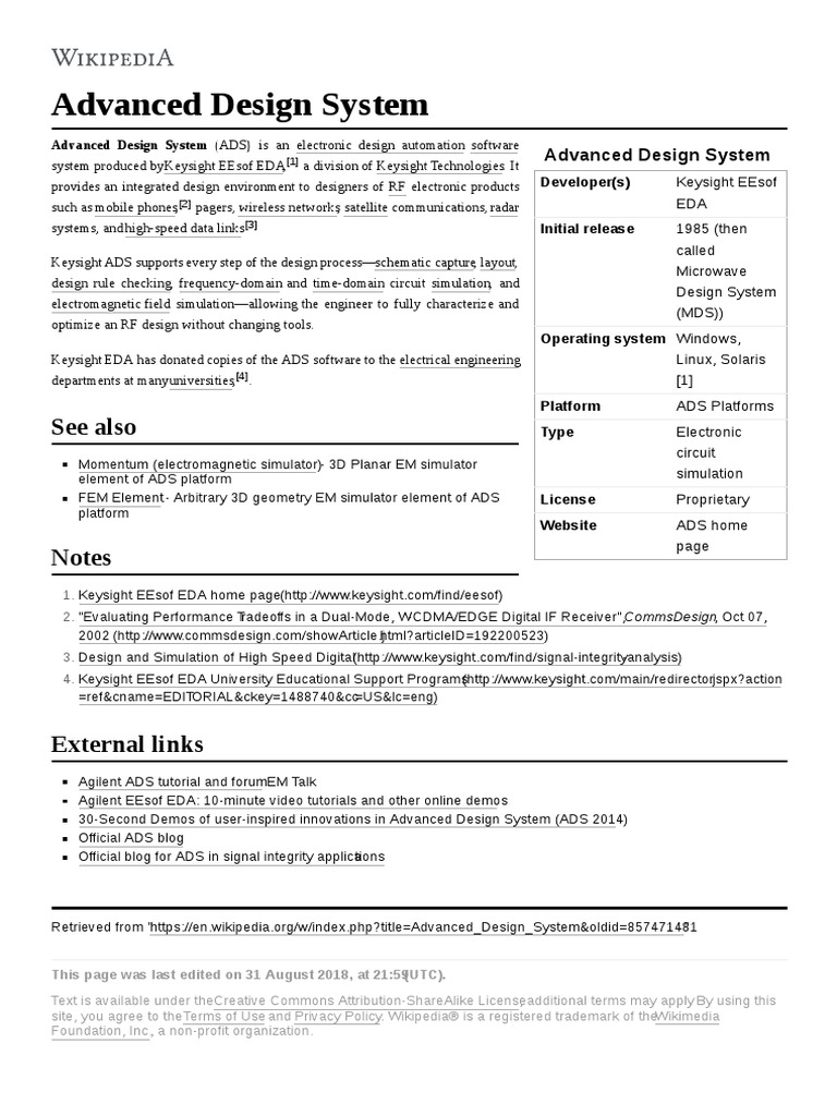 Advanced Design System: See Also | Download Free PDF | Digital ...