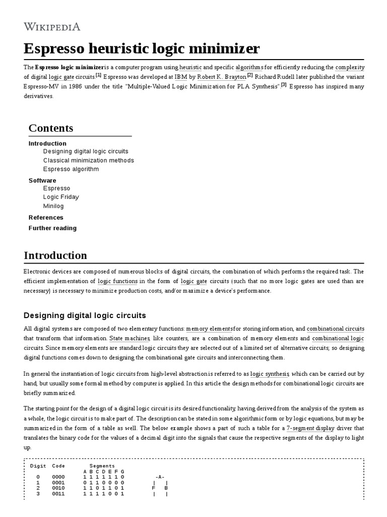 Espresso Heuristic Logic Minimizer | PDF | Electronic Engineering | Digital Electronics