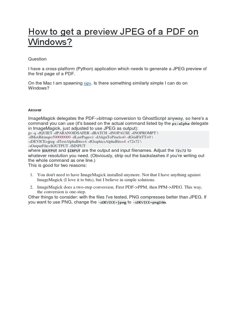 How To Get A Preview JPEG of A PDF On Windows | PDF