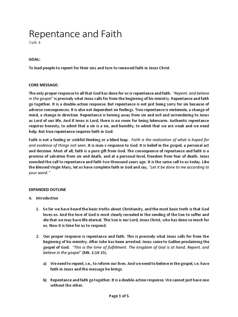 CLP Talk 04 - Repentance and Faith | PDF | Repentance | Faith