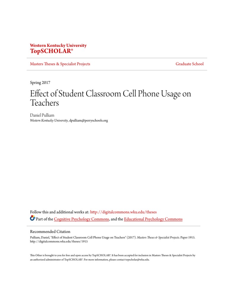 Impact of Cell Phone Use on Teachers | PDF | Survey Methodology | Attention