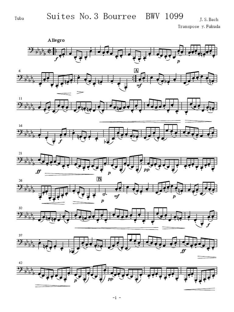 Bach Bourree - Tuba - DB PDF | PDF