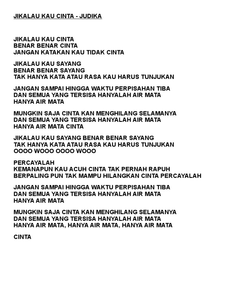 Jikalau Kau Cinta Judika Lirik | PDF
