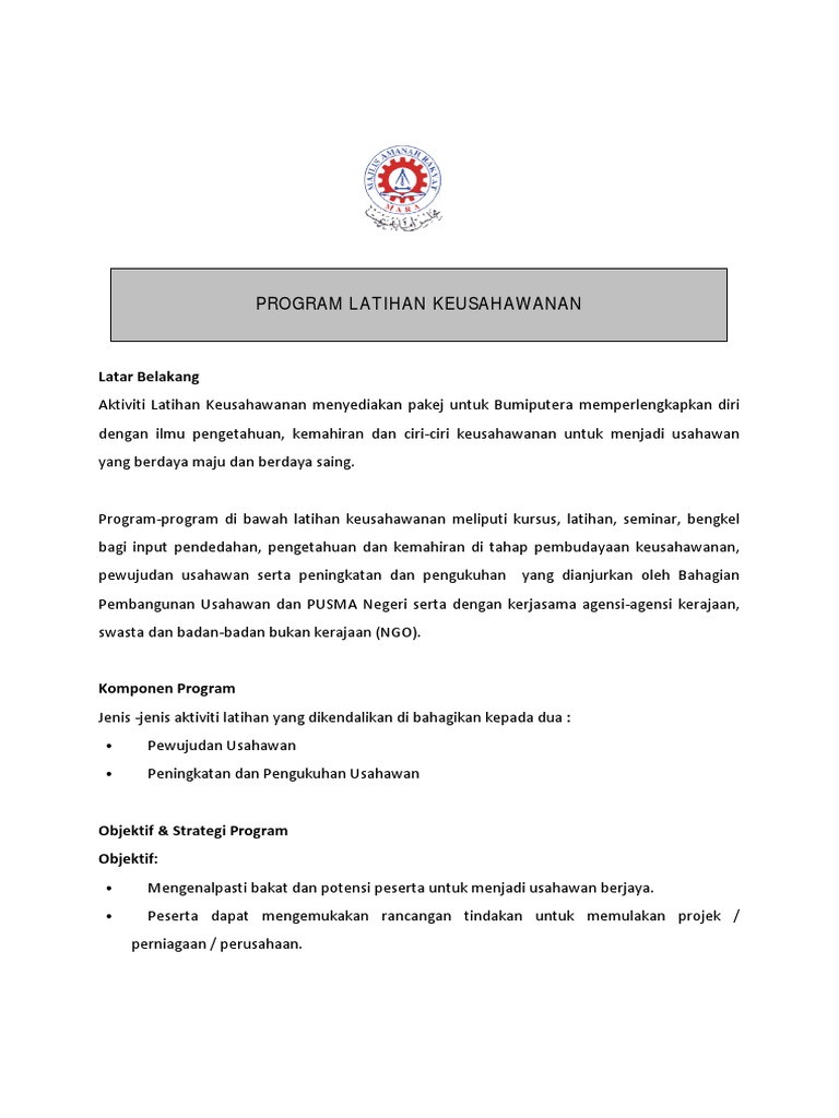 Program Latihan Keusahawanan-MARA | PDF