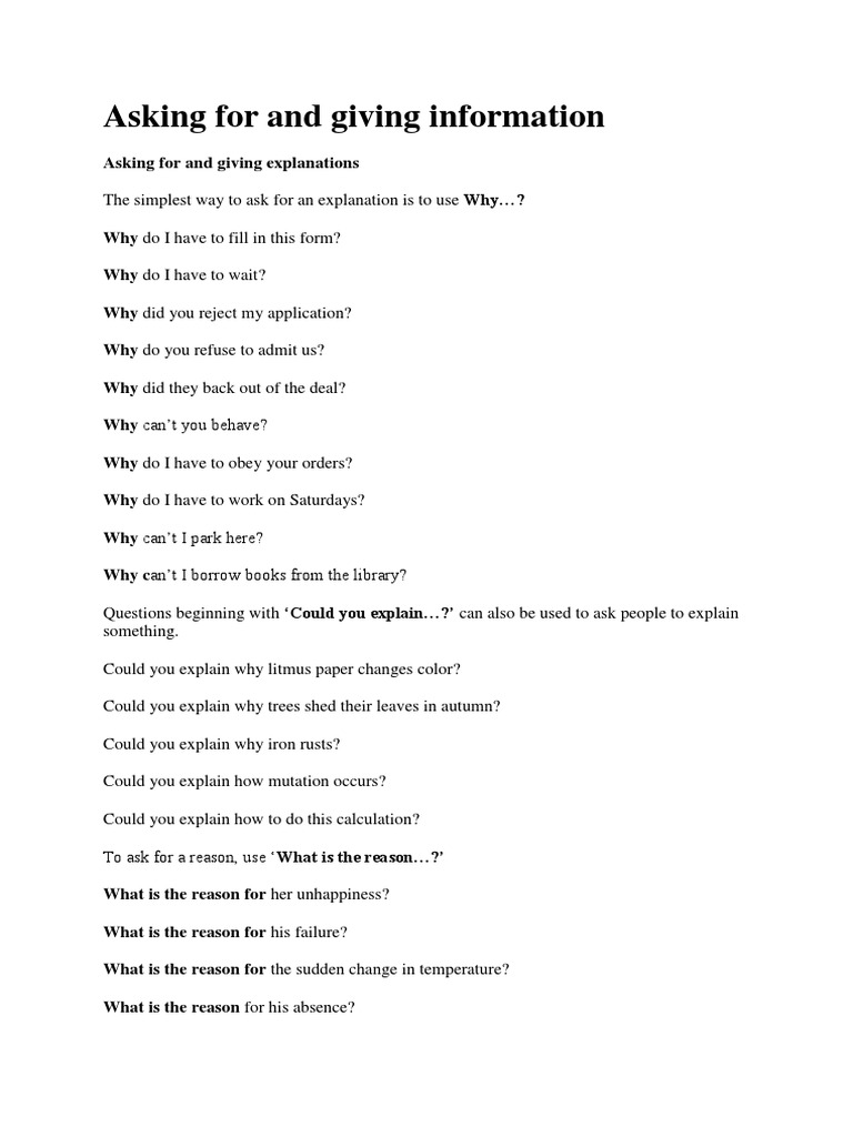 Asking and Giving Information | PDF