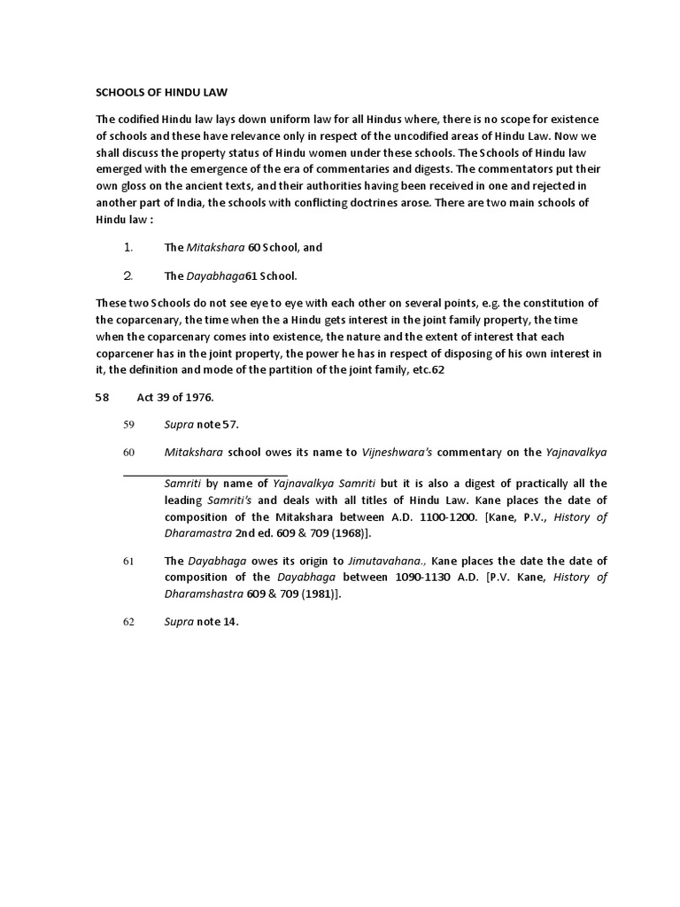 Schools of Hindu Law | PDF | Concurrent Estate | Inheritance