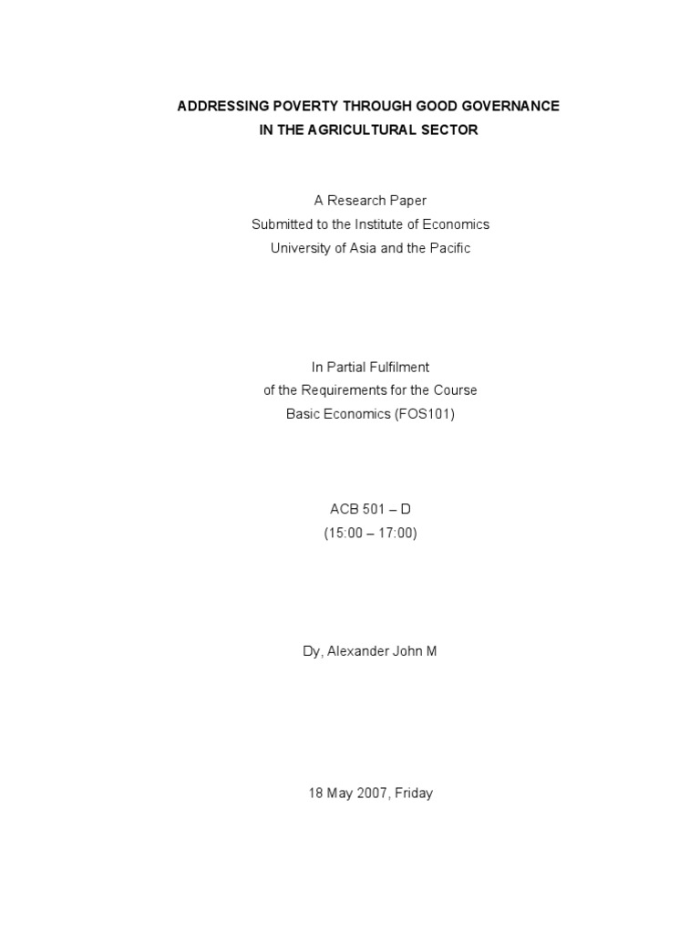 Addressing Poverty Through... Revised Intro | PDF | Poverty | Poverty ...