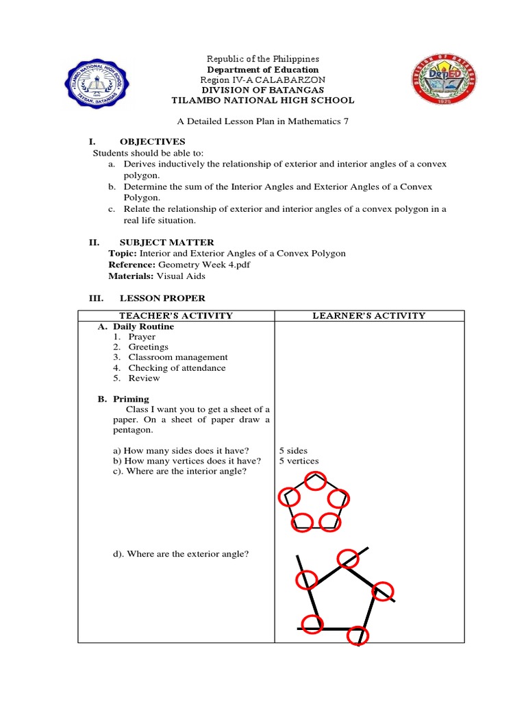 Lesson Plan 3 | PDF | Angle | Polygon