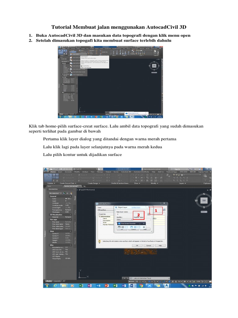 Tutorial Membuat Jalan Menggunakan AutocadCivil 3D | PDF