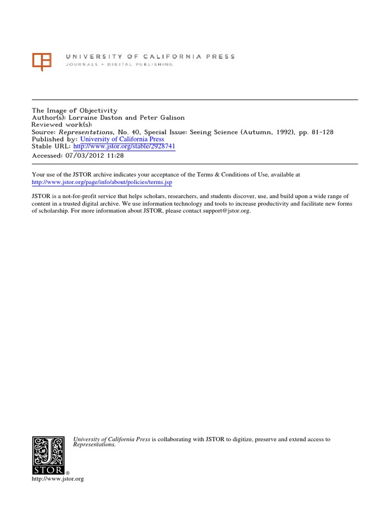 DASTON-GALISON.,1992. The Image of Objectivity | PDF | Camera | Science