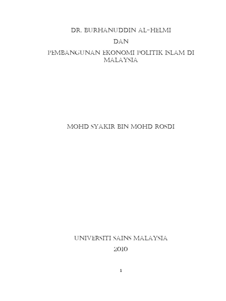 DR. - BURHANUDDIN - Al-HELMI PEMBANGUNAN EKONOMI POLITIK ISLAM PDF | PDF