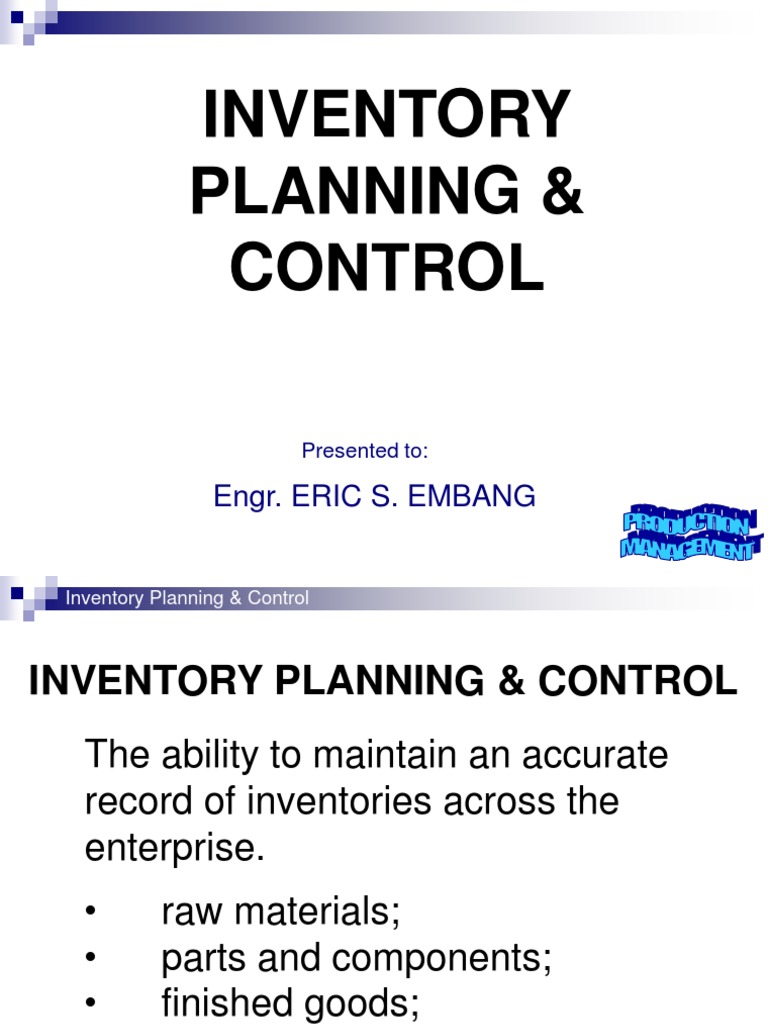Inventory Planning | PDF | Inventory | Economic Sectors