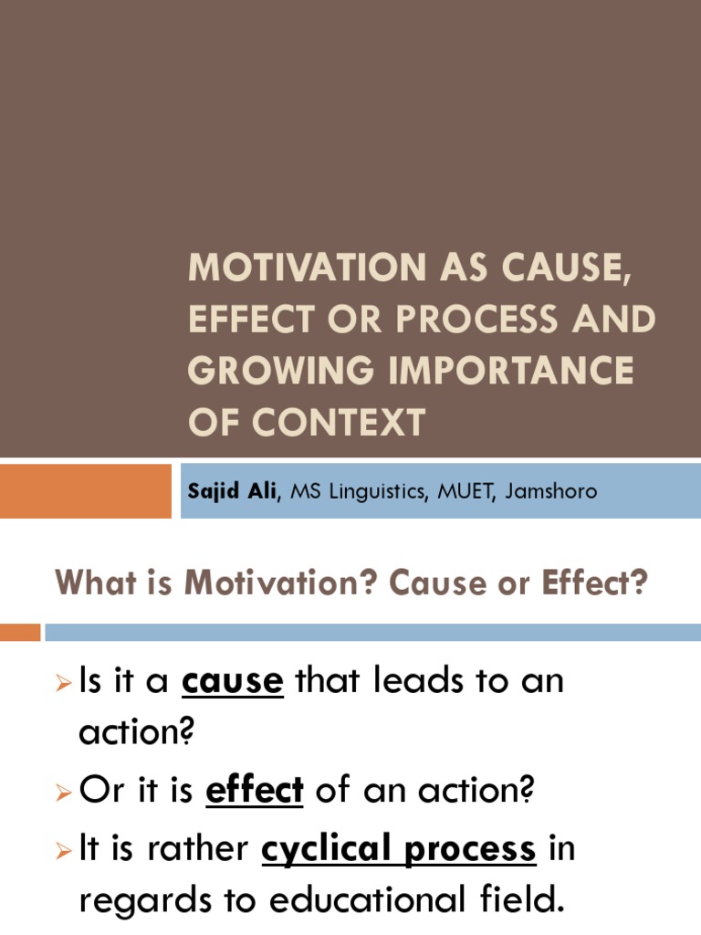 Understanding Motivation: Cause, Effect, Context | PDF