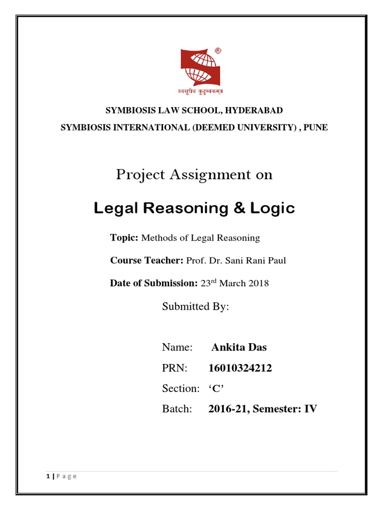 Project Assignment On: Legal Reasoning & Logic | PDF | Argumentation Theory | Reason