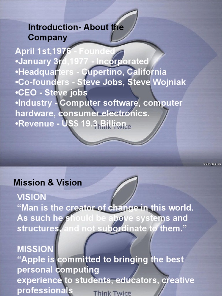 Apple Presentation | PDF | Apple Inc. | I Pod