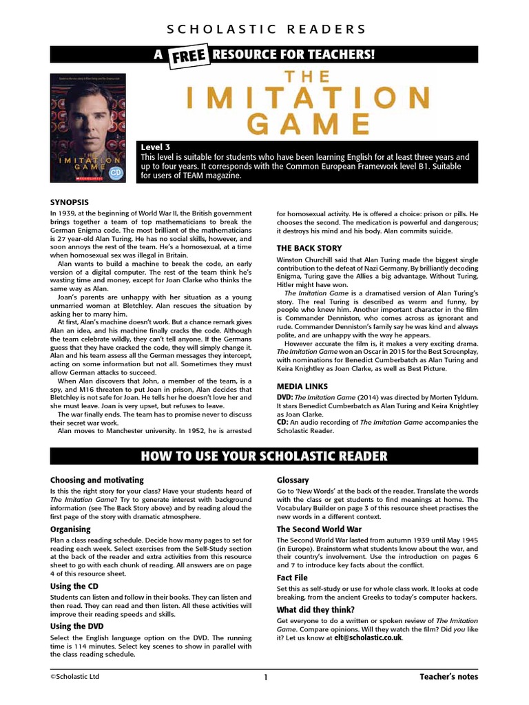 Imitation Game Resource Sheet 1432355 | PDF | Bletchley Park