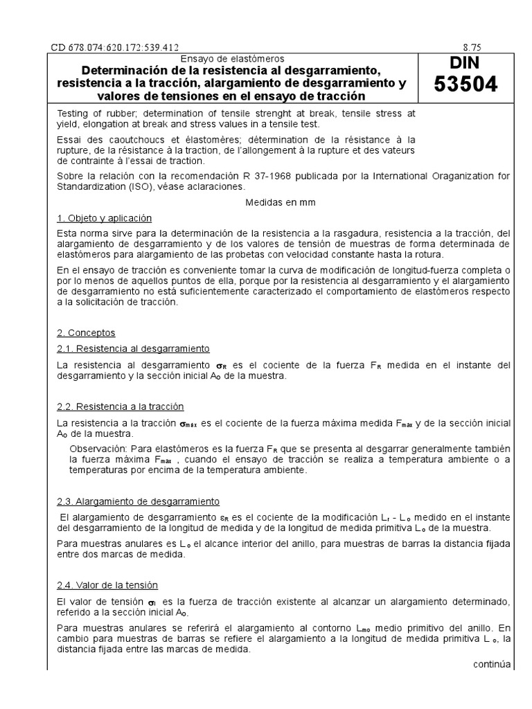 Ensayo de elastómeros según DIN 53504 | PDF | Ciencia de los materiales ...