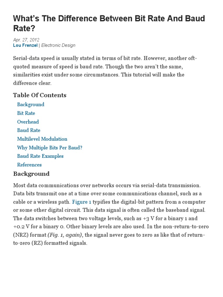 What's The Difference Between Bit Rate and Baud Rate? | PDF