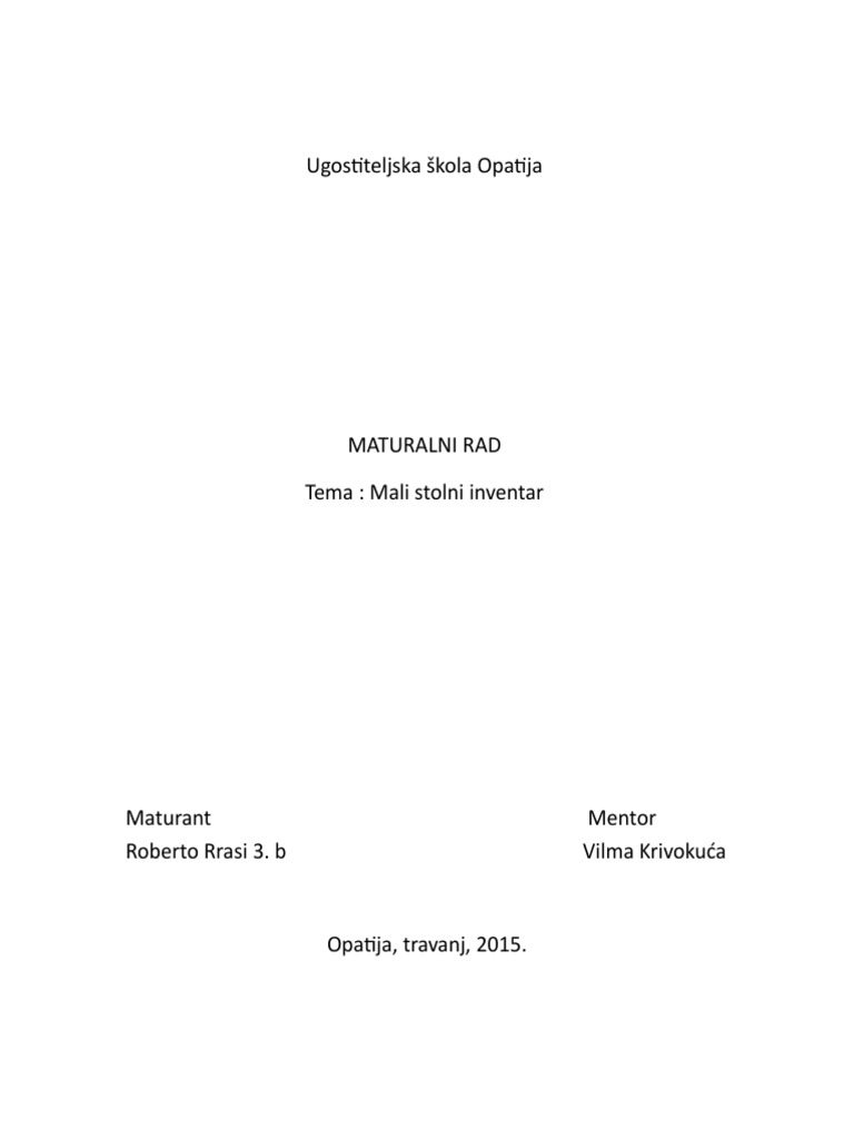 Mali Stolni Inventar - Maturalni Rad | PDF
