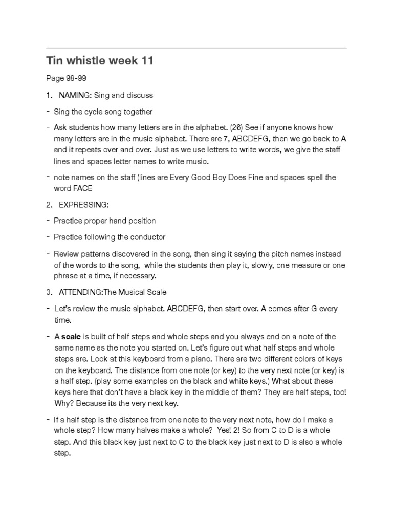 Tin Whistle Plans wk11 PDF | PDF | Scale (Music) | Musicology