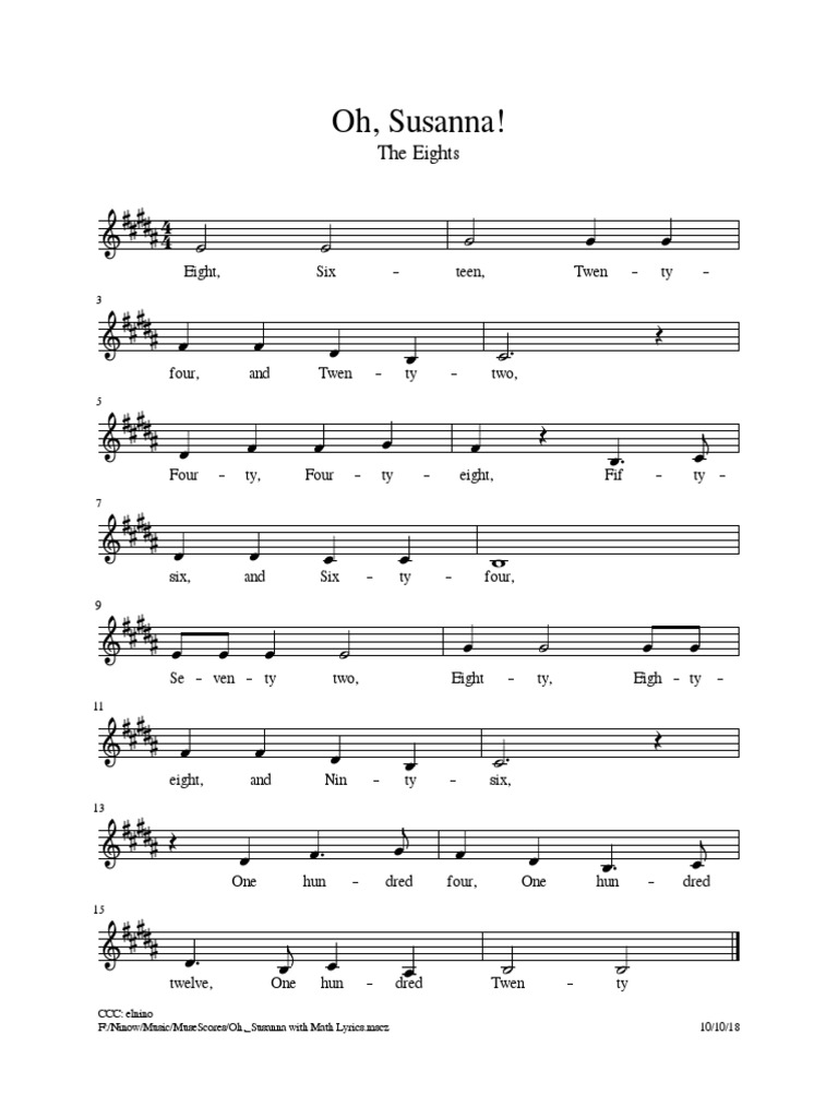 Oh, - Susanna With Math Lyrics PDF | PDF