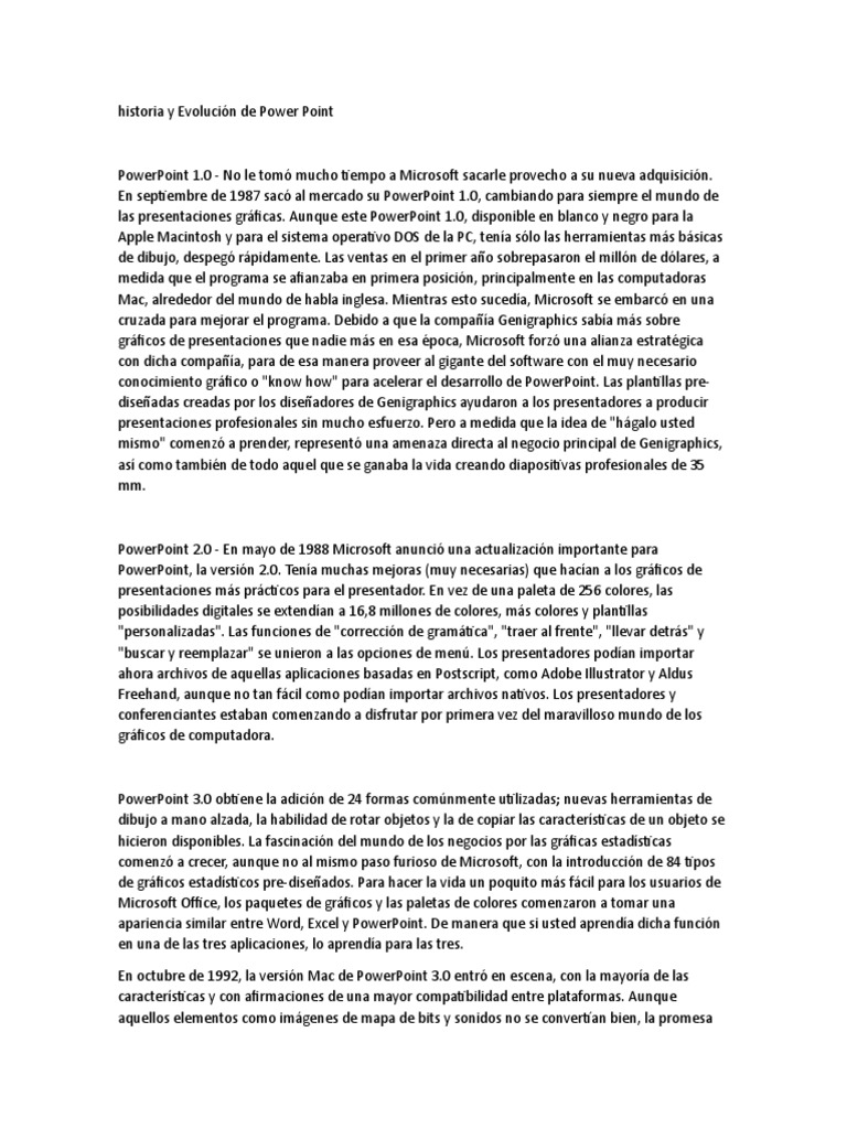 Historia y Evolución de Power Point | PDF | Microsoft PowerPoint ...