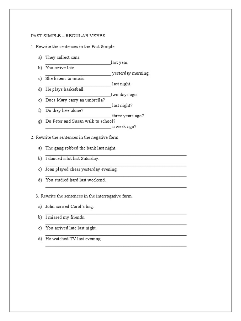 Past Simple Regular Verbs | PDF