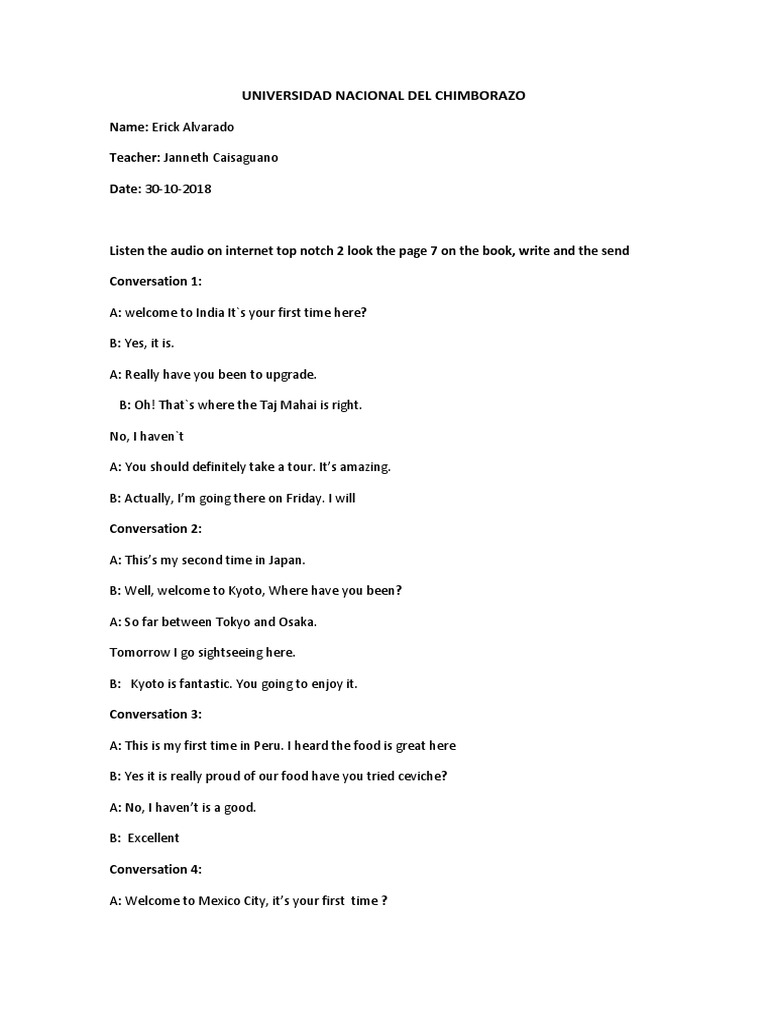 Travel Conversations and Vocabulary Practice | PDF