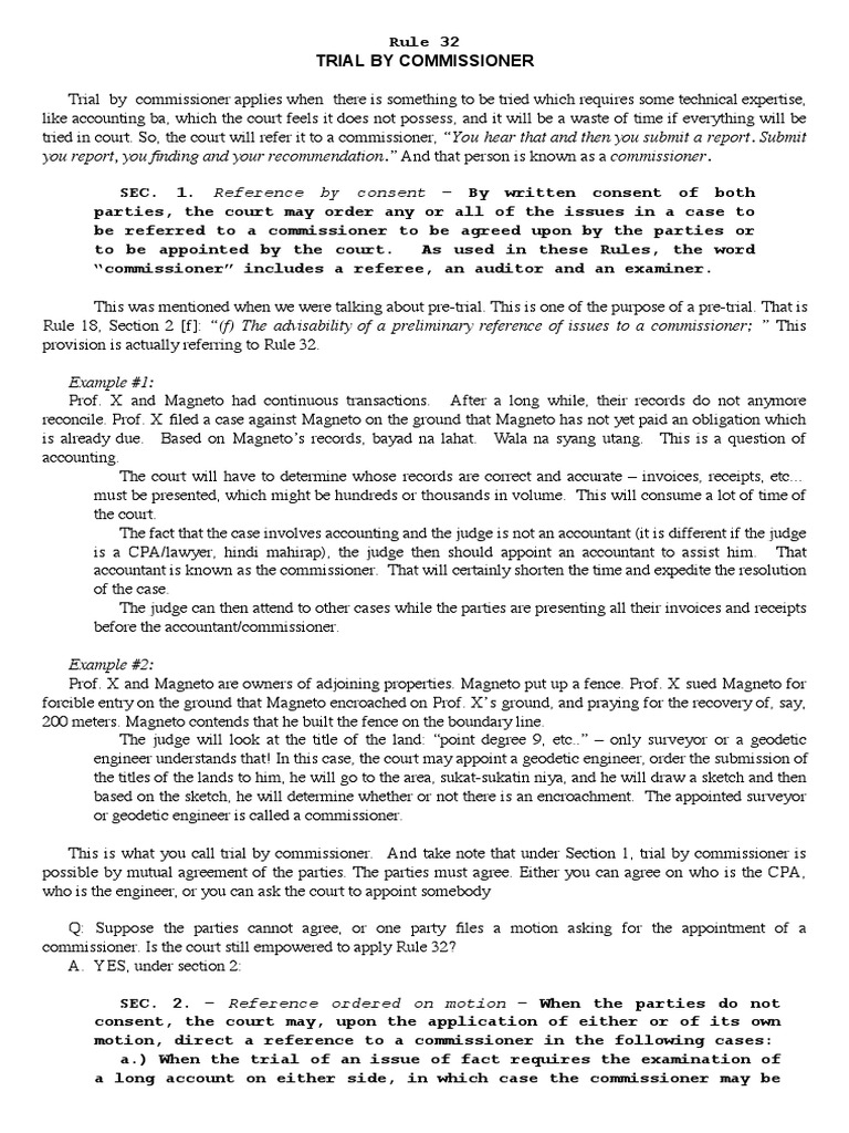 Rule 32 - Trial by Commssnrs | PDF | Judgment (Law) | Public Law
