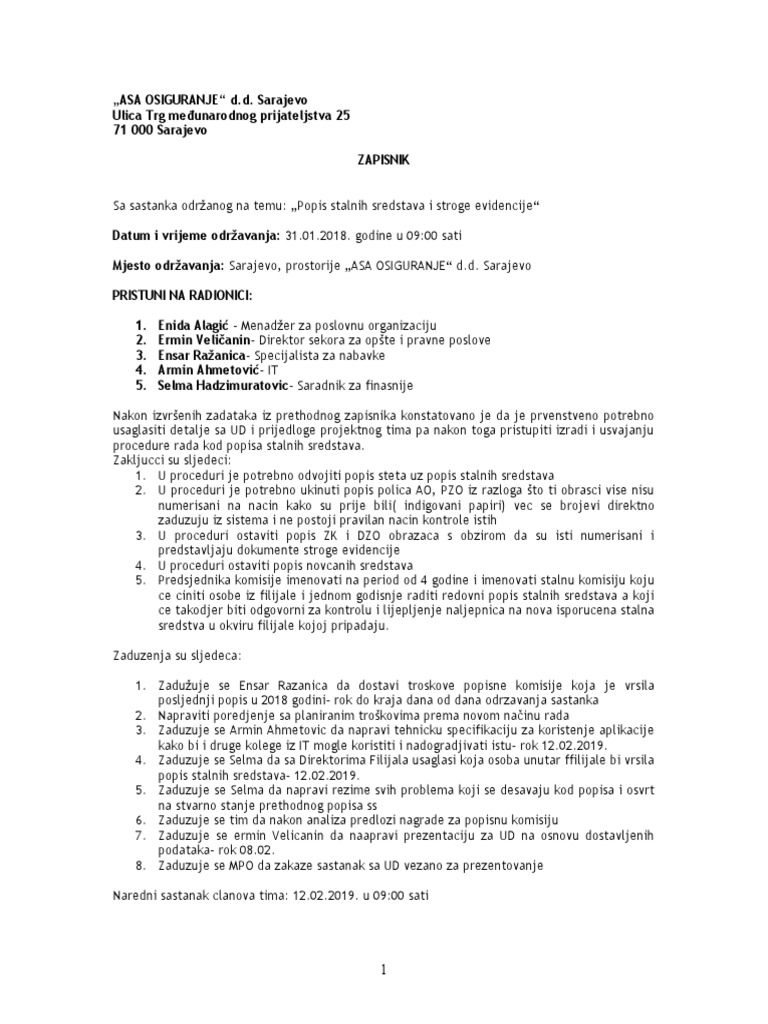 Zapisnik - 8 | PDF