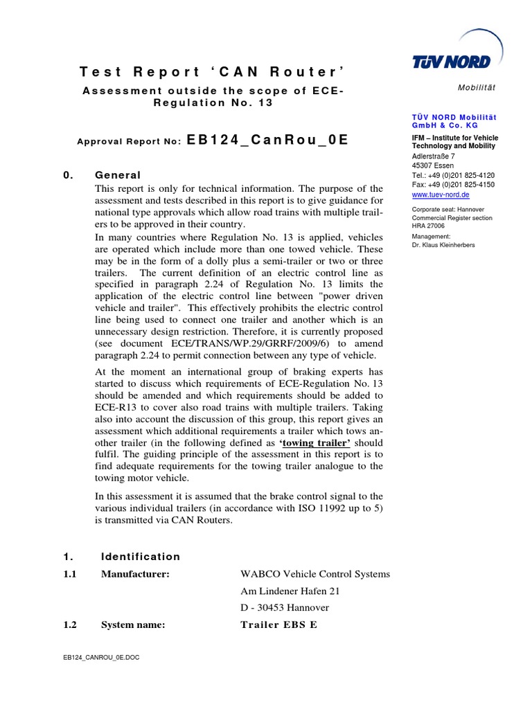 Test Report CAN Router': Assessment Outside The Scope of ECE-Regulation ...
