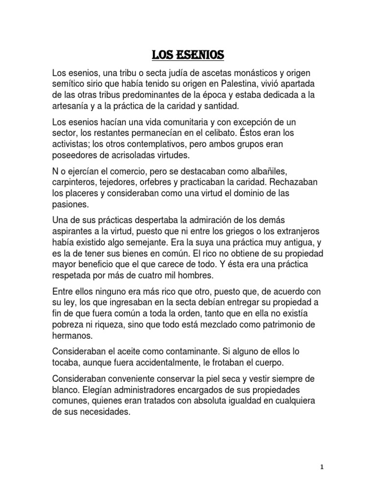 Los Esenios | PDF | Jesús | Religión y creencia