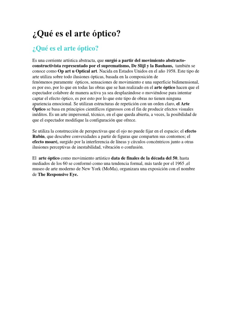 Qué Es El Arte Óptico | PDF | Arte abstracto | Óptica