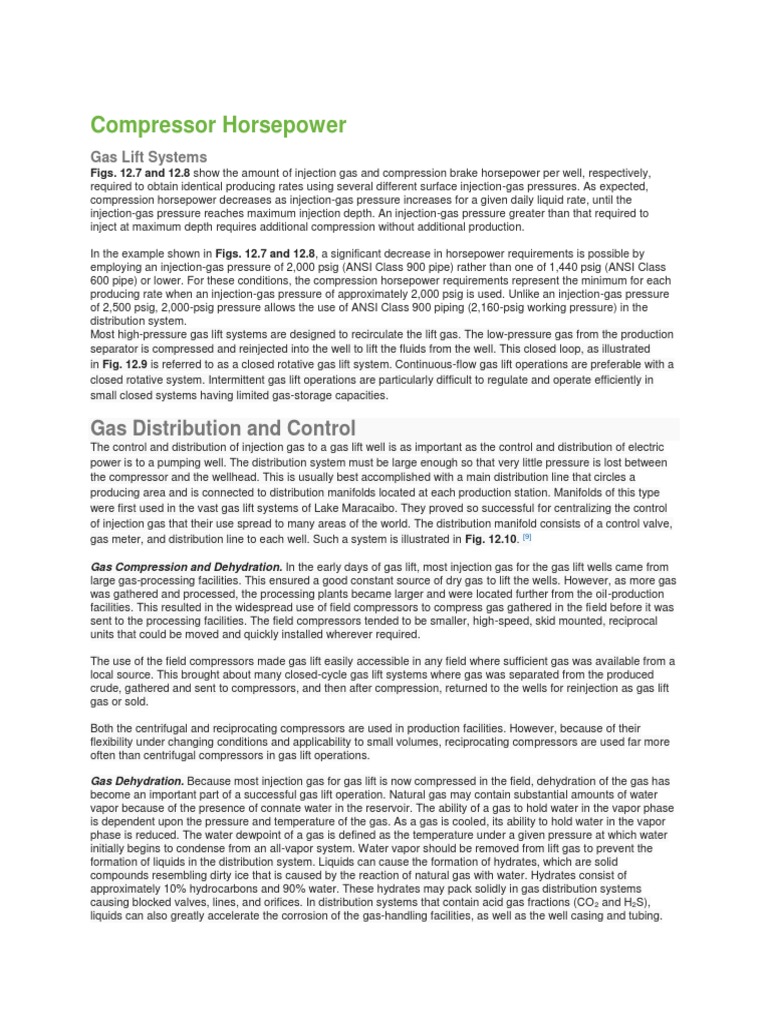Compressor Horsepower: Gas Distribution and Control | PDF | Lift (Force ...