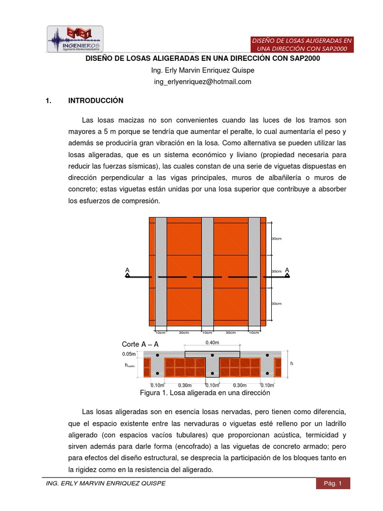 24. DISEÑO DE LOSAS ALIGERADAS EN UNA DIRECCIÓN CON SAP2000.pdf | Hormigón | Doblar