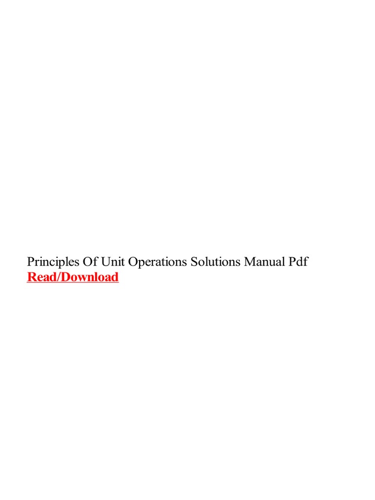 Principles Of Unit Operations Solutions Manual Pdf Pdf Transport
