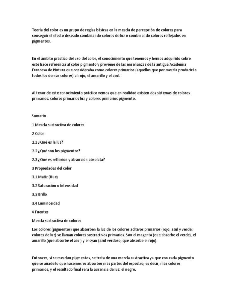Caracteristicas Del Color | PDF | Color | Ligero