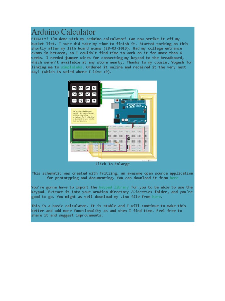 Arduino Calculator | PDF | Integer (Computer Science) | Arduino