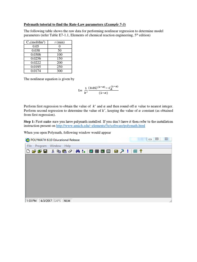 Polymath Nonlinear Regression Tutorial | PDF | Nonlinear System | Regression Analysis
