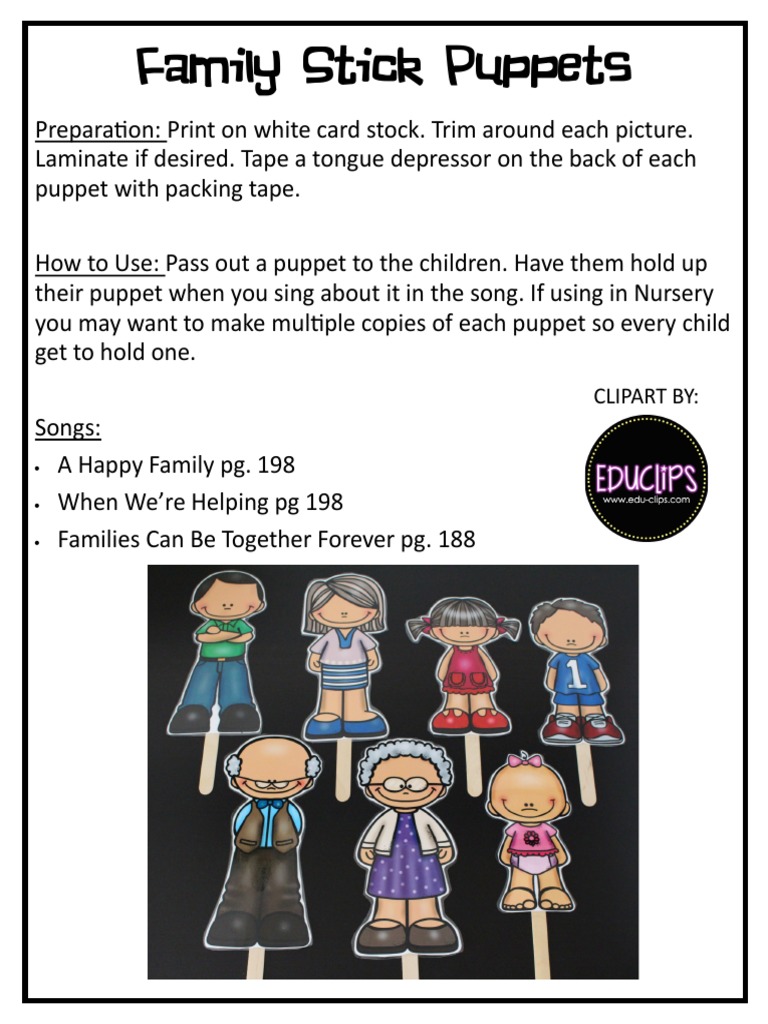 Family Stick Puppets PDF | PDF | Language Arts & Discipline