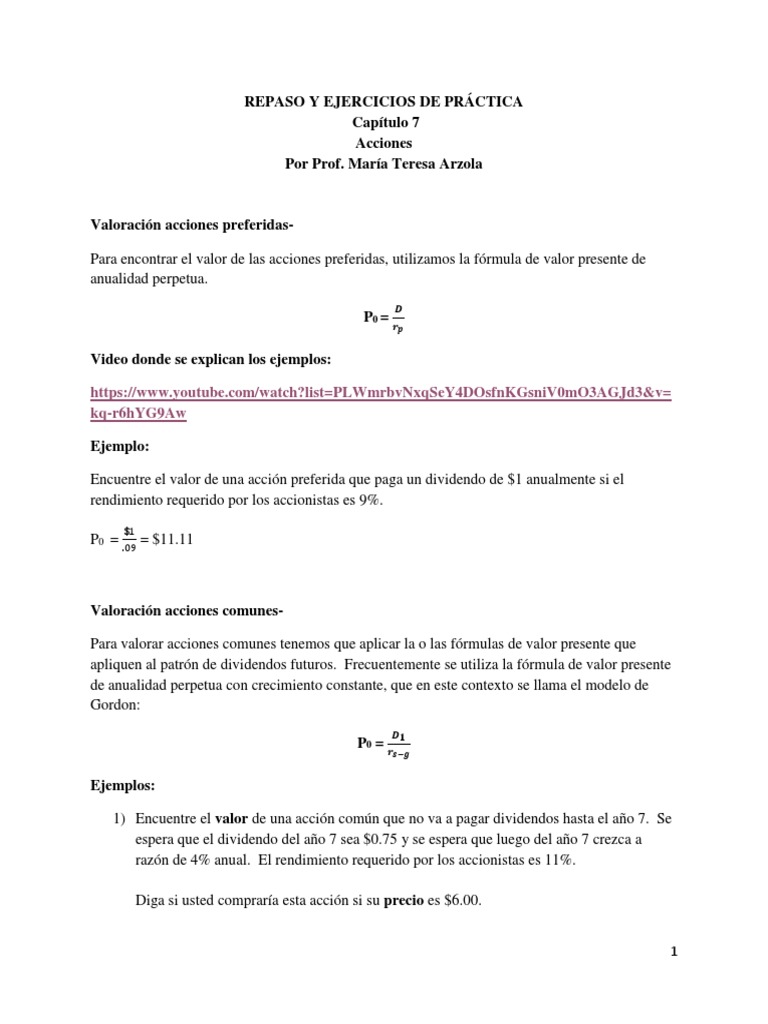 EJERCICIOS DE PR CTICA Capítulo 7 PDF | PDF | Compartir (Finanzas) | Microeconomía