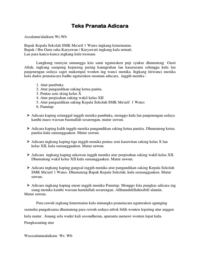 Teks Pranata Adicara | PDF