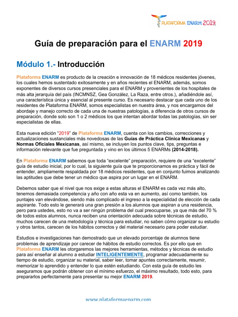 Guía de Estudio ENARM 2019 | PDF | Memoria | Mnemotécnico