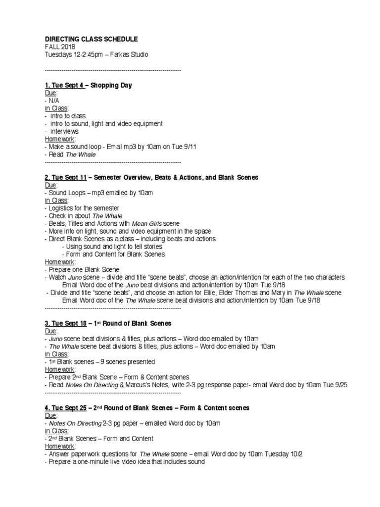 1dir Class Schedule F18 | PDF | Leisure
