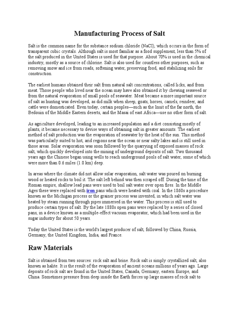 Salt - Production Process | PDF | Salt | Water