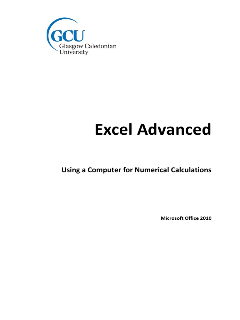 Excel Advanced: Using A Computer For Numerical Calculations | PDF ...