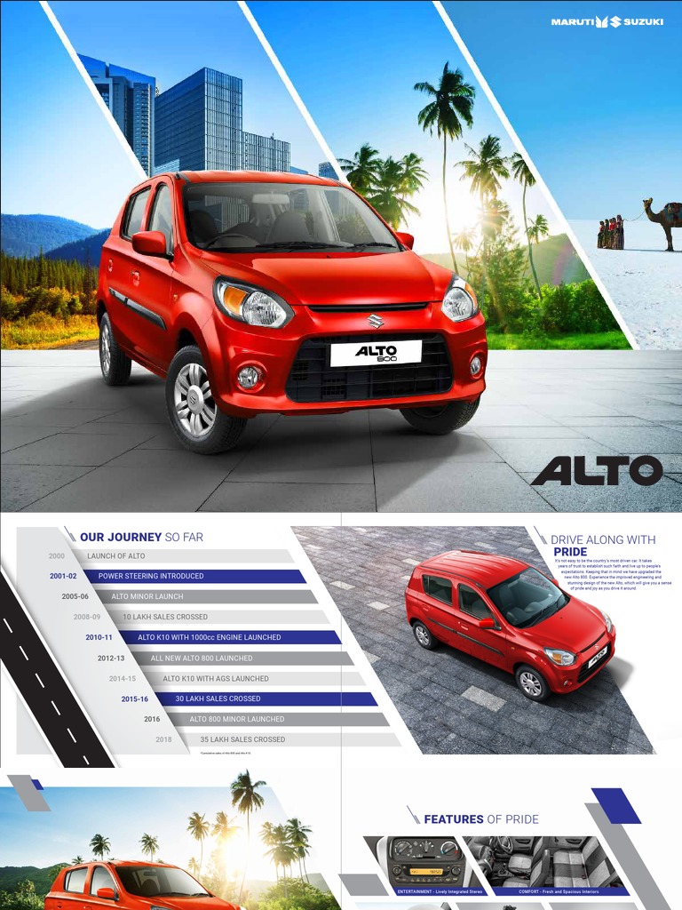 Alto 800 Brochure | PDF | Wheeled Vehicles | Motor Vehicle