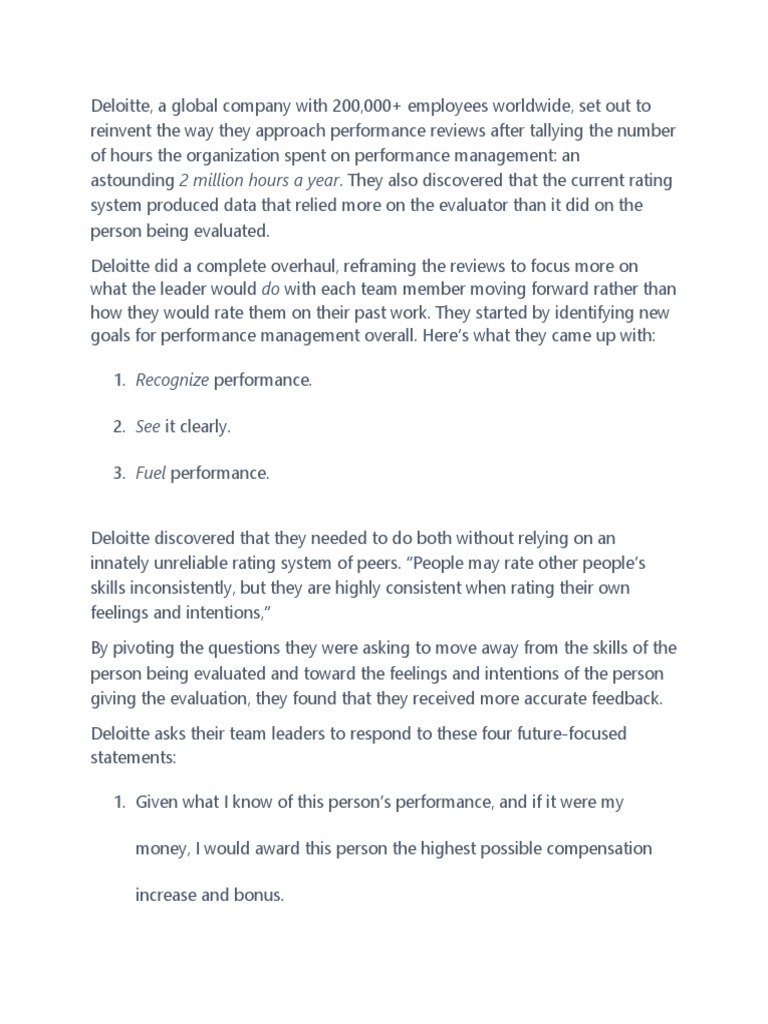 Deloitte Insights For PMS | PDF | Performance Appraisal | Business