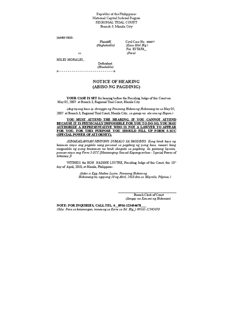 Notice of Hearing | PDF