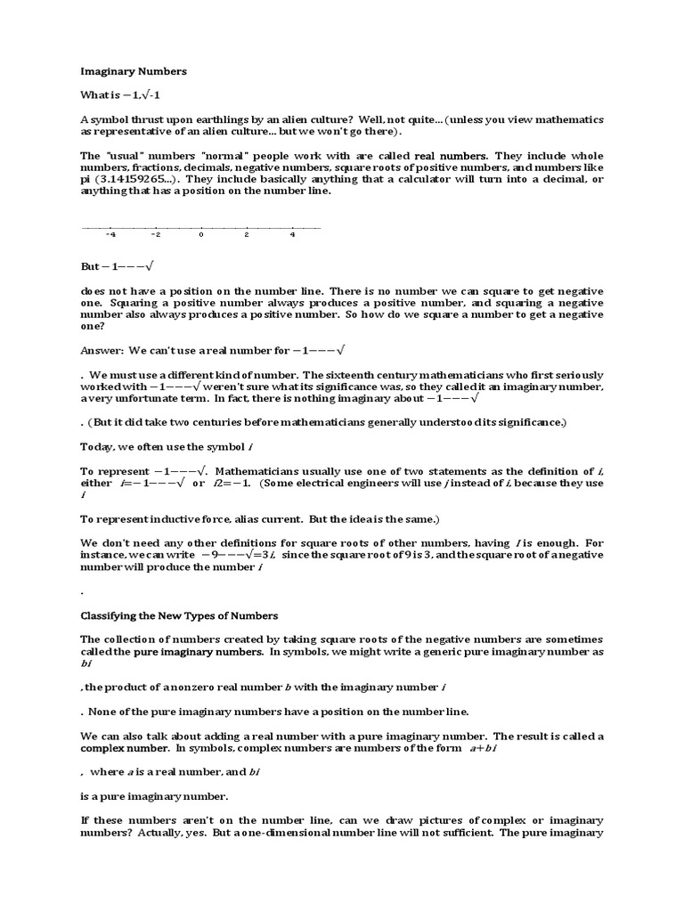 Imaginary Numbers | PDF | Numbers | Complex Number
